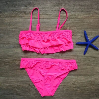 7-16years Children Swimwear Falbala Girls Swimwear Baby Kids