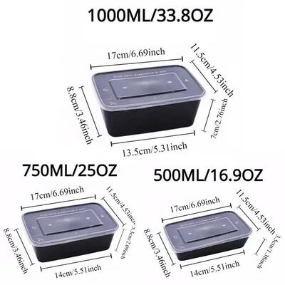10 Sets Black Disposable Lunch Boxes with Lids Microwave Foo