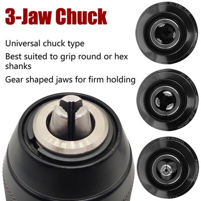 Metal Heavy Duty 1/2-20UNF 13mm Keyless Drill Chuck Hex Shan