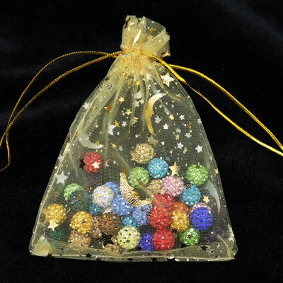 Hotsale 100pcs/lot Moon Star Organza Bags 7x9 9x12cm Small C