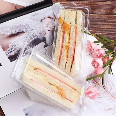 60 Pcs Plastic S wich wich Packing Box Boxes Clear Triangle