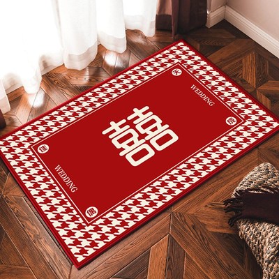 家用婚庆地毯结婚地毯地垫家有喜事入户门垫中式喜庆红选玄关