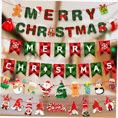 Christmas bunting Holiday banner party bunting圣诞节拉花挂旗
