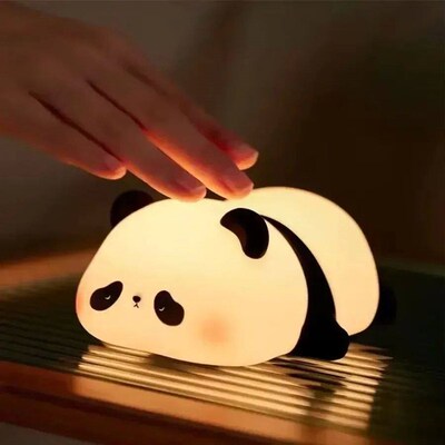 Cute Animal Giraffe Panda Silicone Night Light Timer Patting