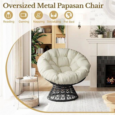 Indoor Papasan Chairs with Thick Tufted Cushions and Frame,