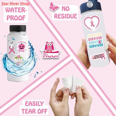 100PCS Pink Ribbon Inspirational Graffiti Stickers For Guita