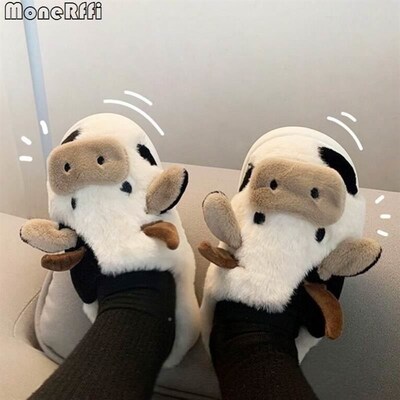 Cute Cow Slippers Women Shoes Winter Slippers Indoor House S