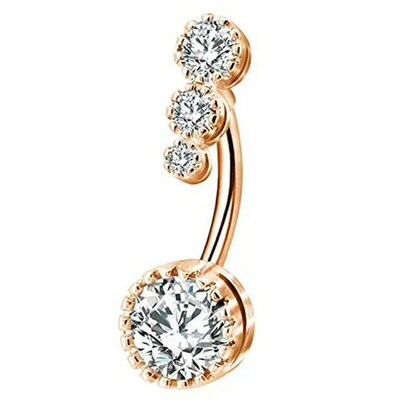 1PC Steel Belly Button Rings Crystal Piercing Navel Heart St