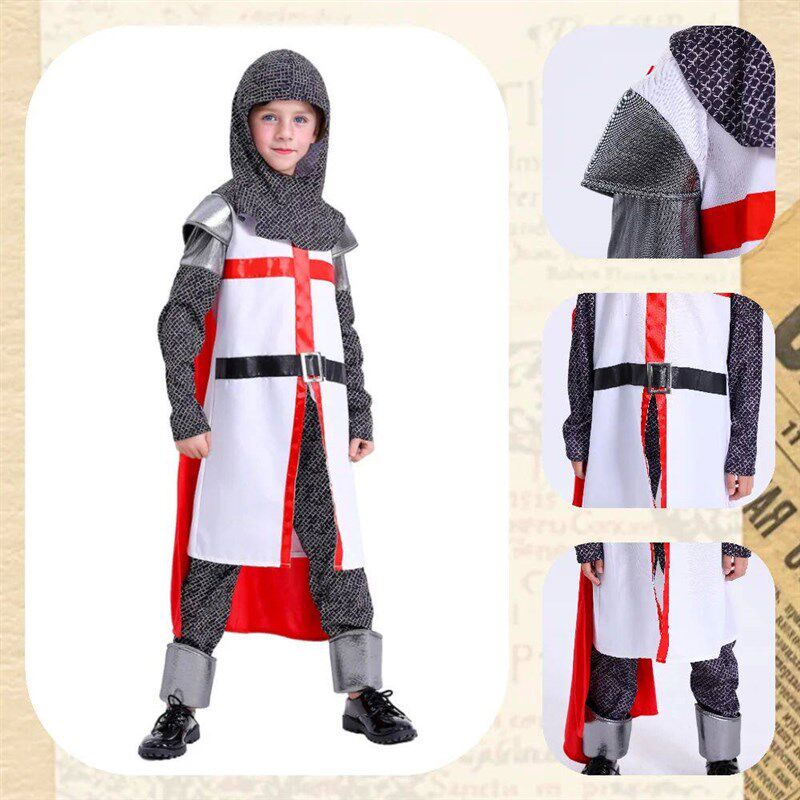 Deluxe Medieval Crusader Templar Knight Cosplay Costume For