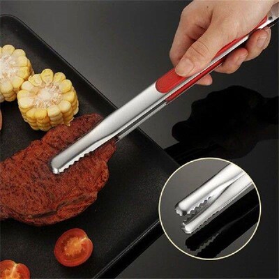 10 Inch Kitchen Food Tongs Stainless Steel Barbecue Grill