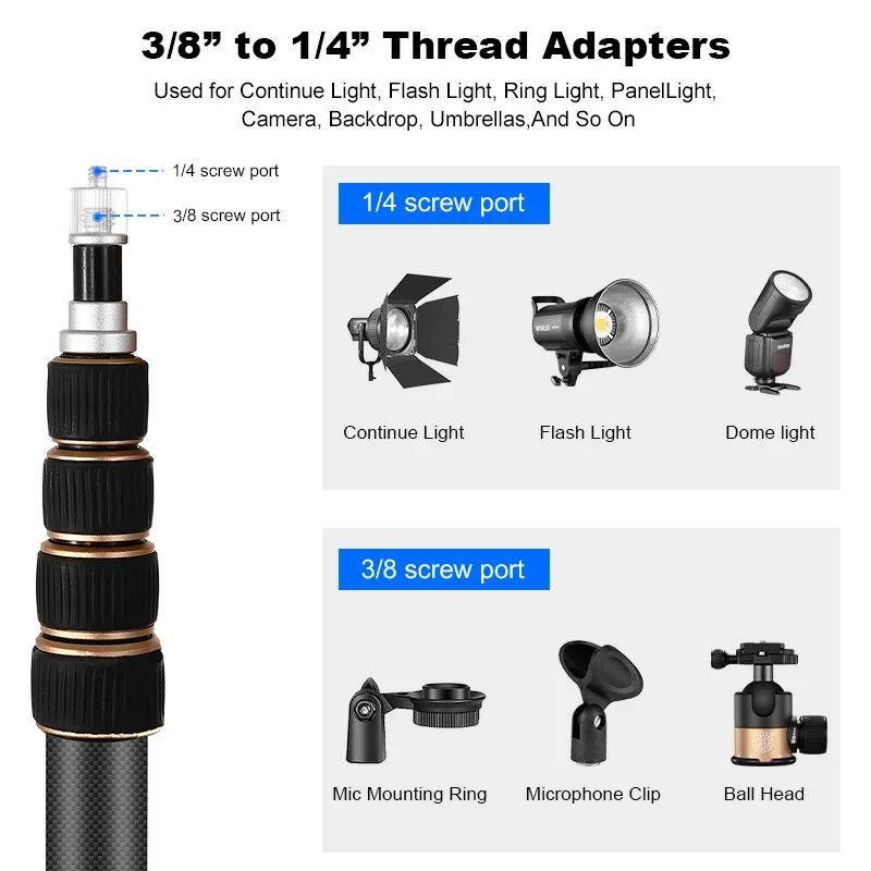 Soonpho Tripod 55C 85C 200cm 270cm Carbon Fiber /Aluminum Li
