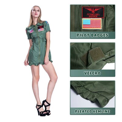 Snailify Women Top Gun Costume Fancy Dress Female Police