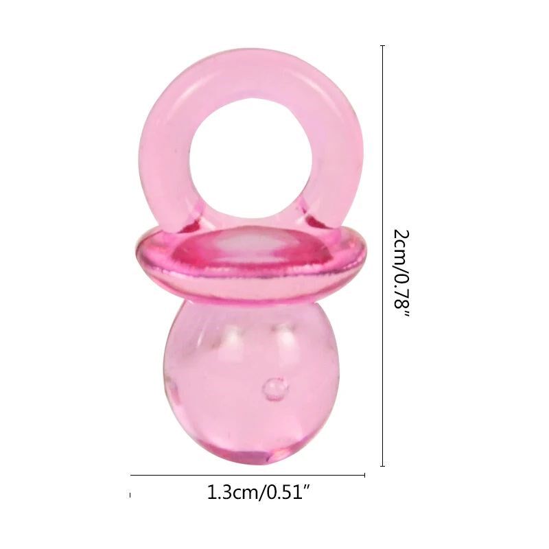 50pcs Mini Acrylic Blue Pink Pacifier Nipple Gender Reveal