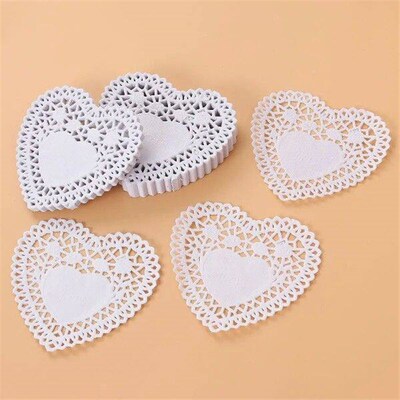 250 Pcs Cake Baking Paper Mats Food Doilies Lace Heart