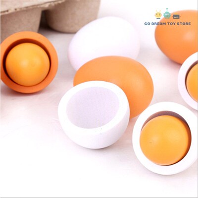 6PCS Eggs With Box Pretend Play Kitchen Toys Food Cooking Le
