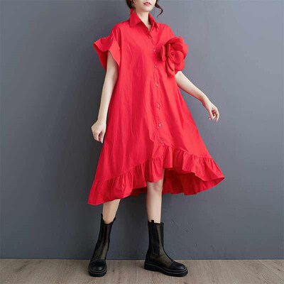 2025 Loose Plus Size Artistic Irregular Flounces Stitching T
