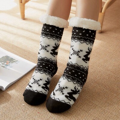 Christmas Women Warm Fuzzy Socks Female Soft Knitted Thermal