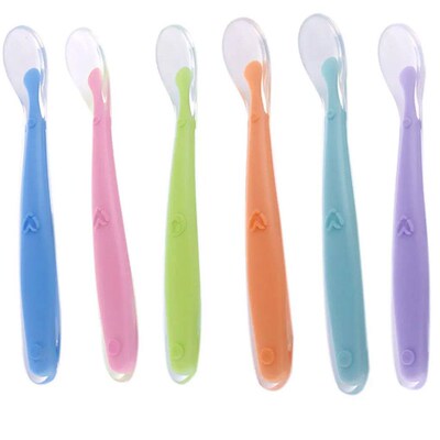 Baby Silicone Spoon Temperature Cutlery Infants Feeding Tool