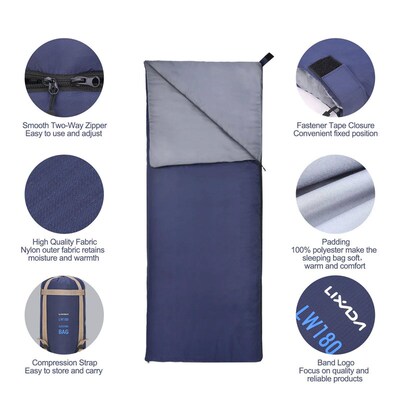 LIXADA 190 * 75cm Outdoor Envelope Sleeping Bag Camping Trav