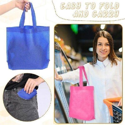 50 Pieces Non Woven Reusable Bags Multi Color Tote Gift