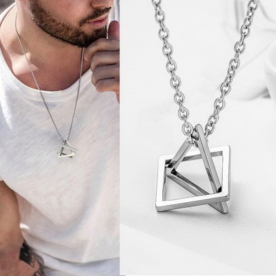 Rinhoo rendy Interlocking Square Triangle Pendant For Men St