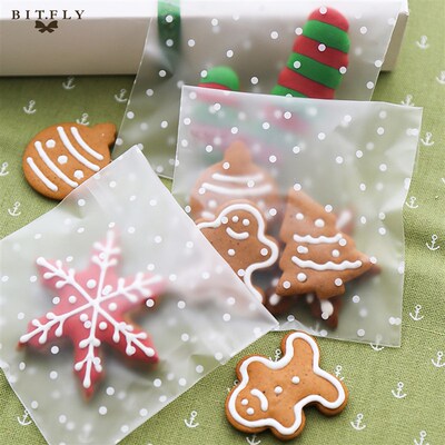 100Pcs Sweets Cookies Cake Transparent Bags Packaging Candy