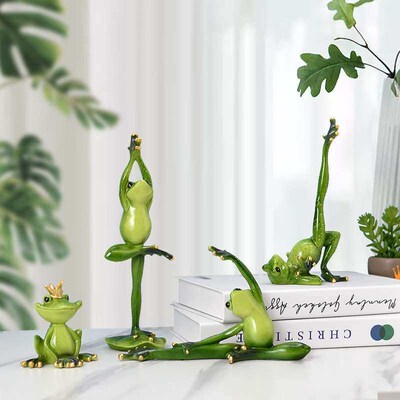 Yoga frog ornaments pastoral resin crafts decorative TV cabi