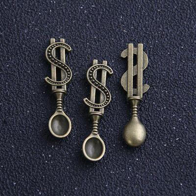 10pc 9*37mm two color currency Spoon Charms DIY Retro Jewelr
