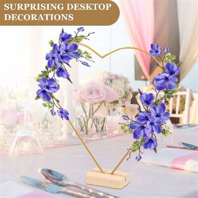 New 10Pcs Floral Centerpiece Hoops with Wood Base Metal