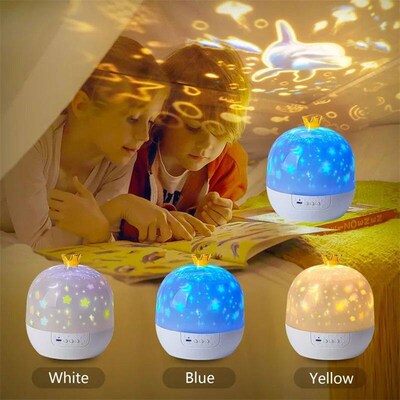 Crown Star Light Projection Rotating Star Bedroom Ceiling At