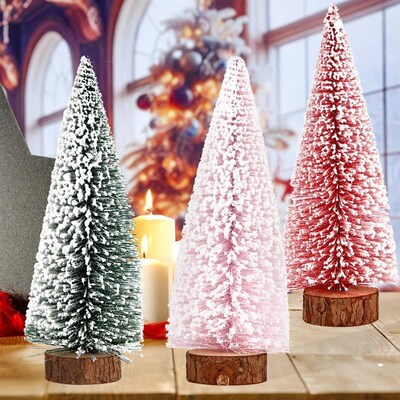 Mini Christmas Snow Tree: Small Pine/Cedar Desktop Decor