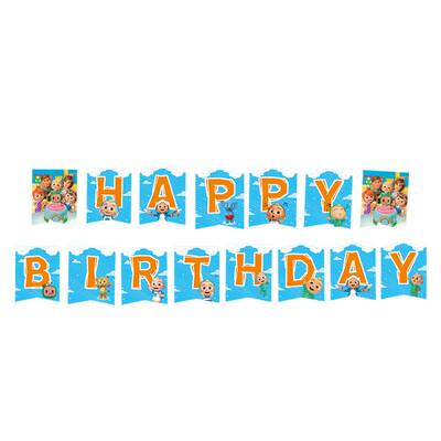 birthday banner Pull flag Excavator cartoon happy birthday t