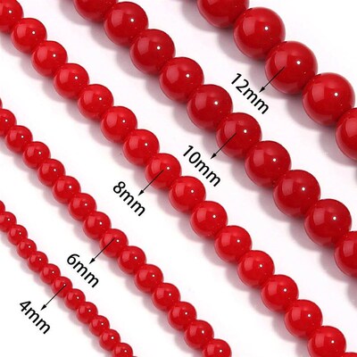 4/6/8/10/12mm Red Coral Jades Stone Beads Round Loose Spacer