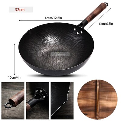 Konco Pure Iron wok cast iron pan Non-coated Pot General use