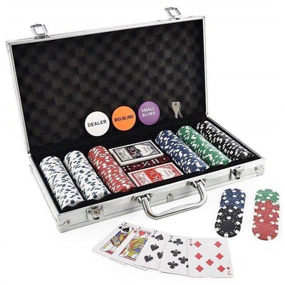 300 Chip Dice Style Poker Set Aluminum Case Taxas 筹码套装