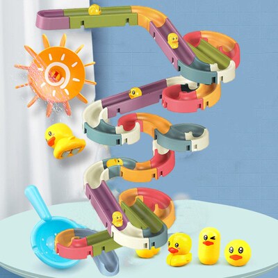 Baby Bath Toys DIY Marble Race Run Assembling Track Bathroom