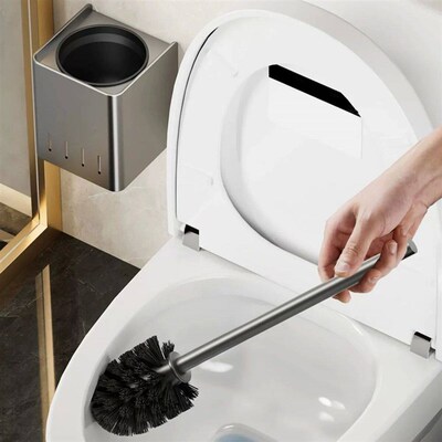 Bathroom Toilet Brush Holder Cleaning Tools Space Aluminum W