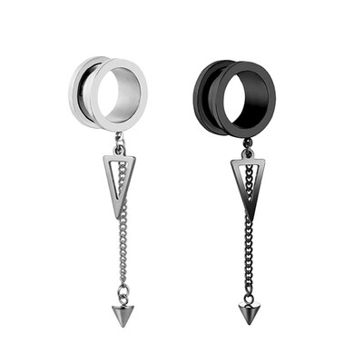 1 Pair Stainless Steel Ear Plugs and Tunnels Piercings Black