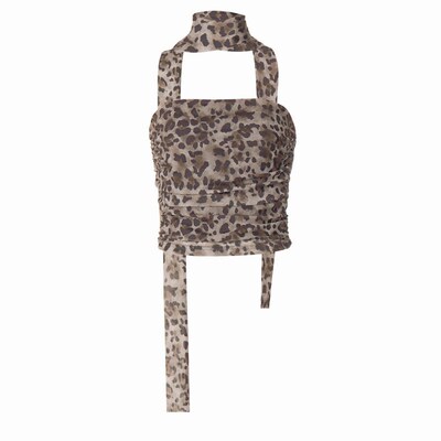 Wind 2025 Leopard Print Spice Girl Pure Desire Wind Neck Str