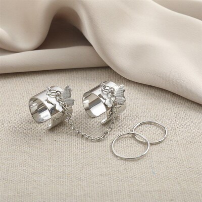 Butterfly Ring Punk Open Linked Finger RingCreative Punk Lin