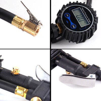 Digital Tire Inflator Pressure Gauge Air Compressor Pump Qui