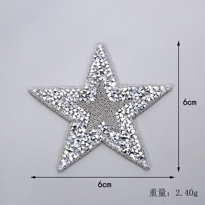 6x6cm 7 Color Crystal Rhinestone Star Iron on Patches Appliq