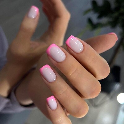 24Pcs French Silver Glitter Design False Nail French Stilett