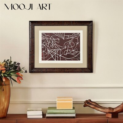 木吉vintge中古艺术客厅挂画玄关卧室复古高级感实木装饰画