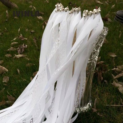 (10/20/50Pieces/Lot)Style A white ribbon wedding wands with