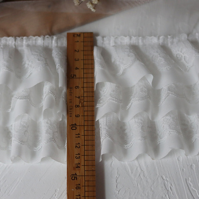 12CM Wide White Black Three Layers 3D Pleated Mesh Chiffon F