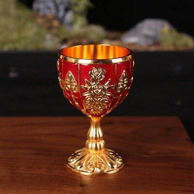 Wine Cup Chalice Aluminum Alloy Fake Antique Retro Carved