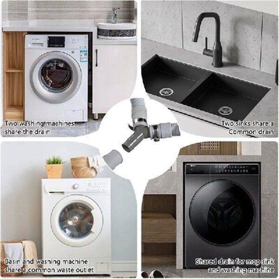 2PCS Washing Machine Drain Hose Y-Type Reducer Plastic