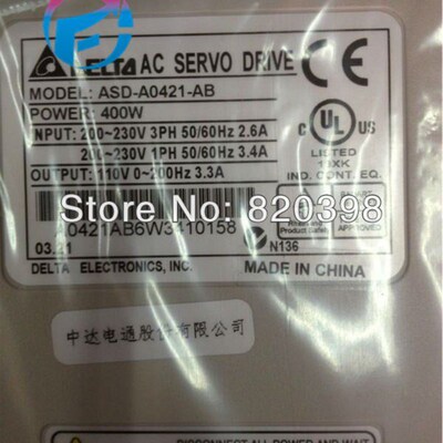 New Delta AC Servo Drive 220V 400W 2500ppr ASD-A0421-AB One