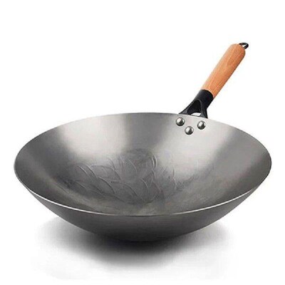 Handmade Wok Smokless Cookware Uncoated Iron Pot Frying Pan